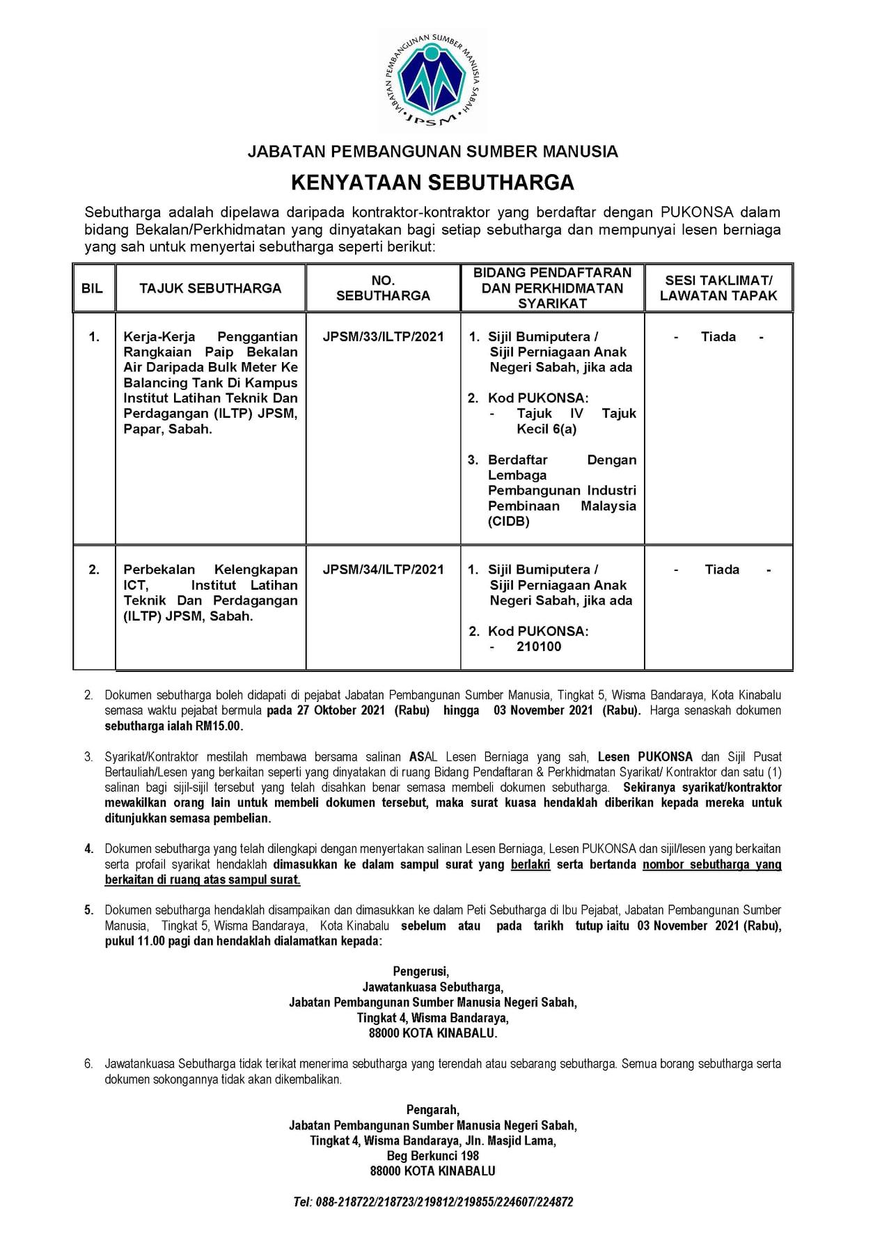 KENYATAAN SEBUTHARGA